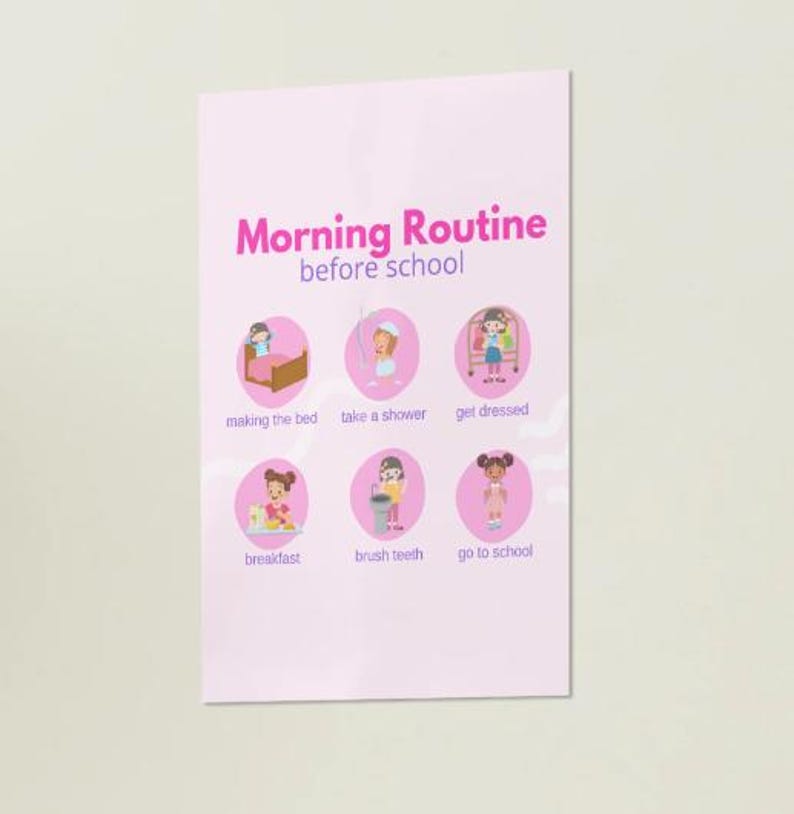 Morning Routine Visual Schedule for Kids Printable Daily Routine Chart ...