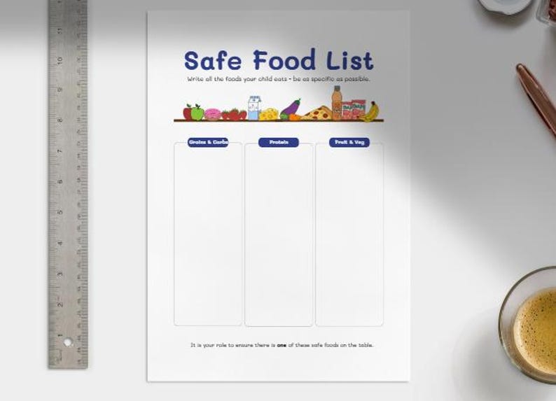 Safe Food List Printable | Feeding Therapy Resource for Fussy Eaters ...