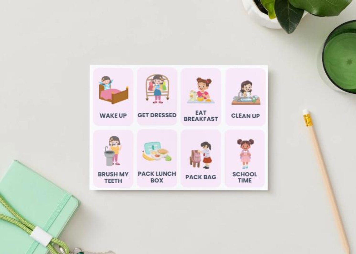 Morning Routine Visual Schedule for Kids Printable Daily Routine Chart ...