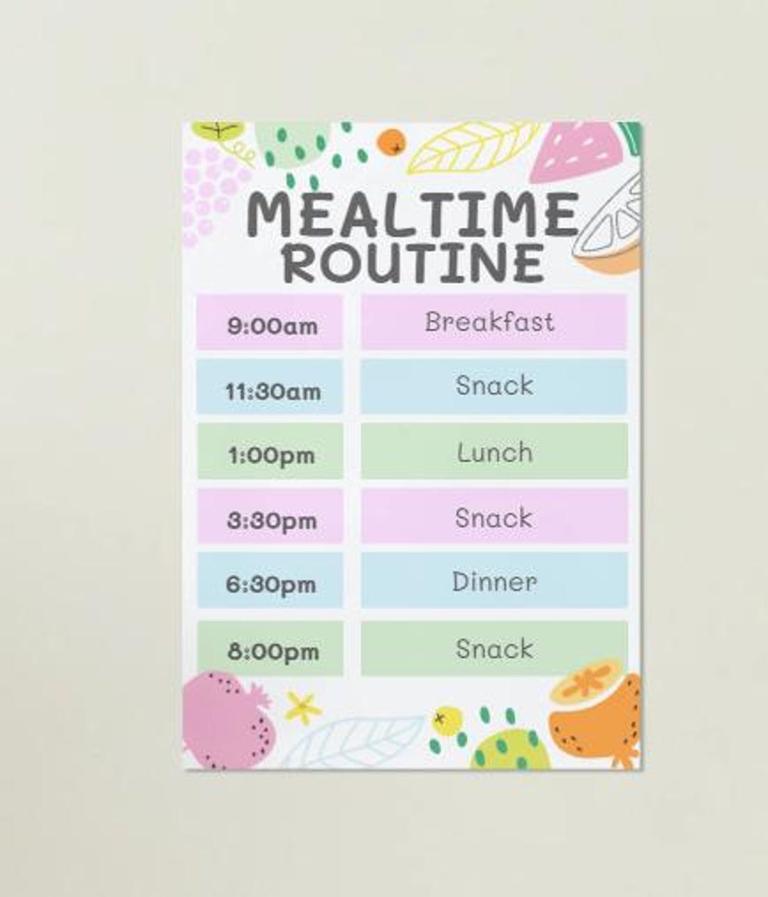 Mealtime Routine Chart for Kids | Printable Daily Routine for Mealtimes ...