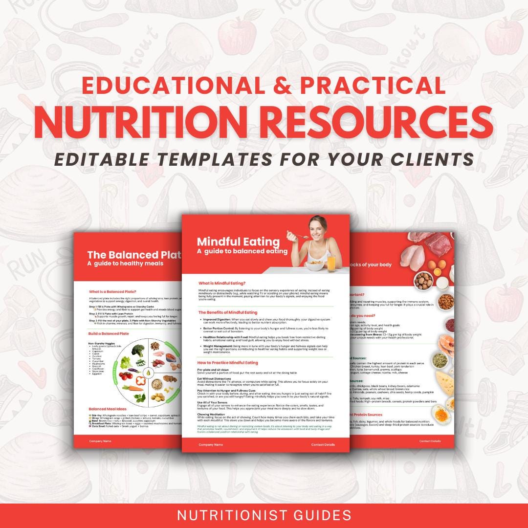 Editable Nutrition Resources for Clients - Etsy