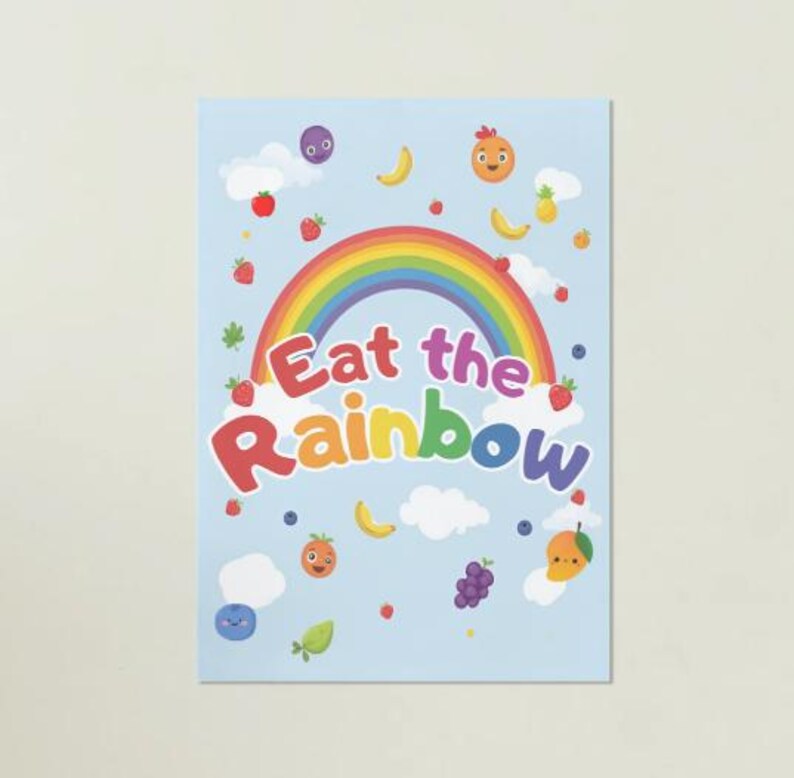 Eat the Rainbow Kids Poster Printable Healthy Eating Chart for Children ...
