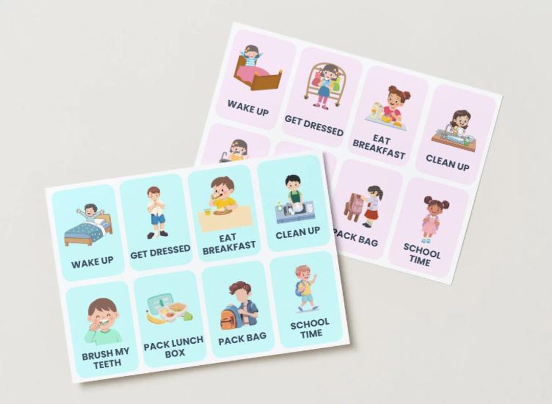 Morning Routine Visual Schedule for Kids Printable Daily Routine Chart ...