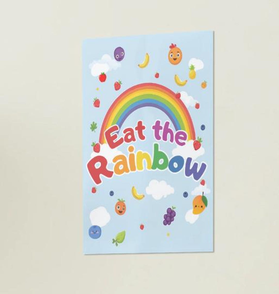 Eat the Rainbow Kids Poster Printable Healthy Eating Chart for Children ...