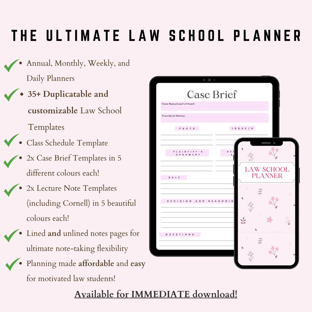 Ultimate Law School Planner, Law School Template, Pink Template, Legal ...