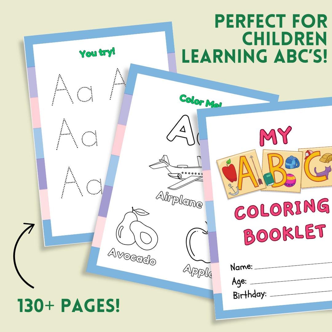 Alphabet Worksheets Printable, Children's Workbook and Colouring Book ...