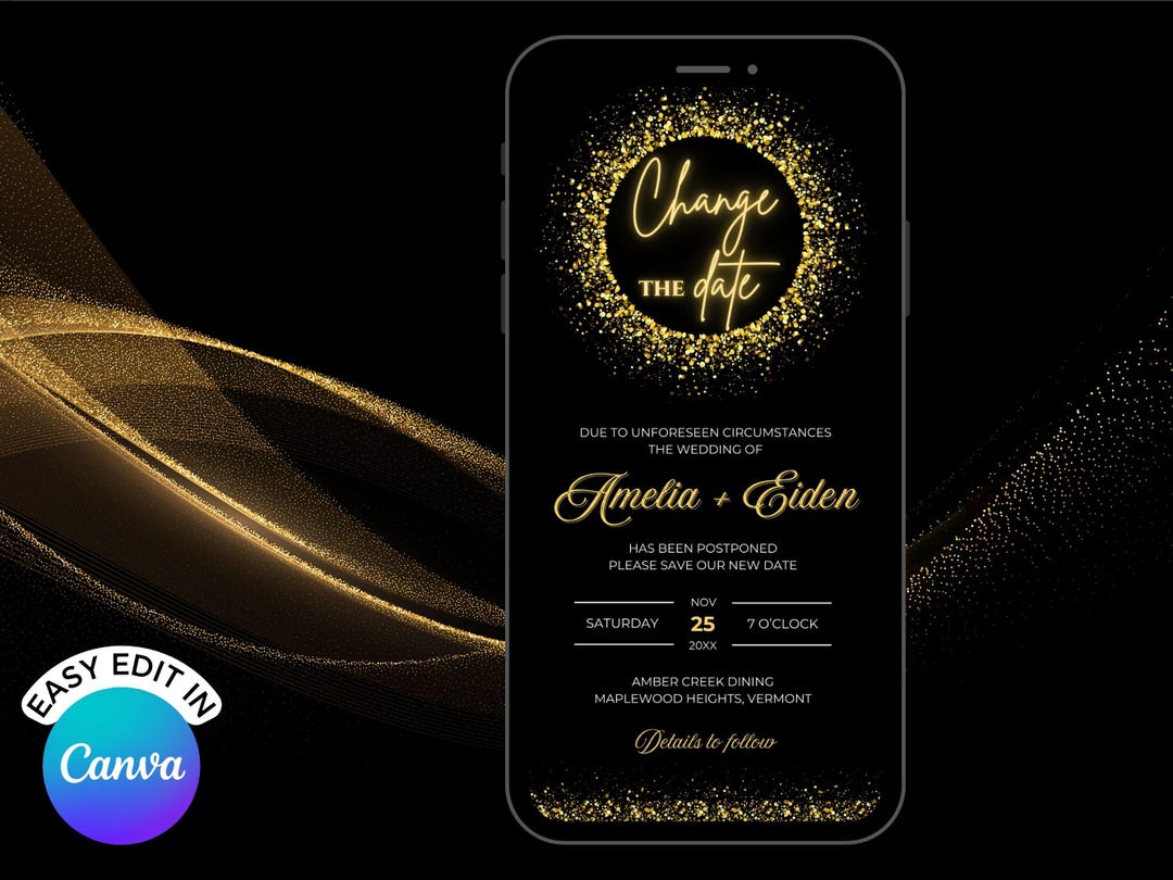 Modern Change the Date Template, Wedding Postpone Announcement ...