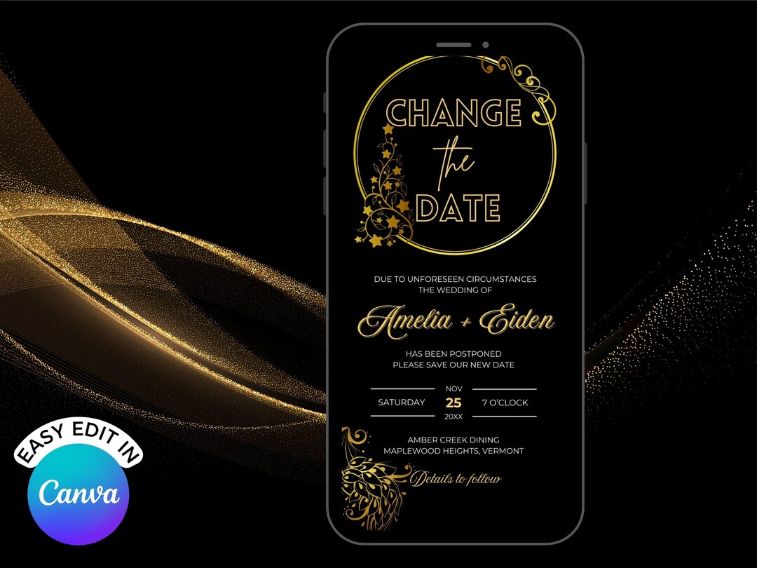 Modern Change the Date Template, Wedding Postpone Announcement ...