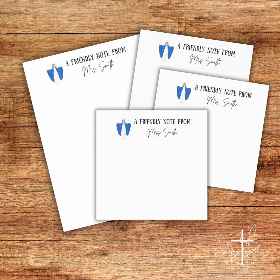 Personalized Post-it® Note Pads for Teacher, Catholic Teacher Gift ...