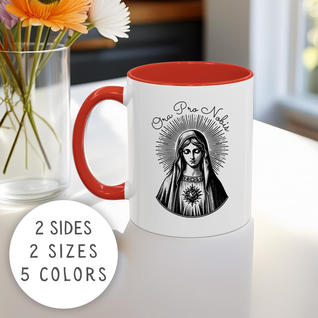 Virgin Mary Mug, Traditional Catholic Coffee Mug, Catholic Gift, Latin ...