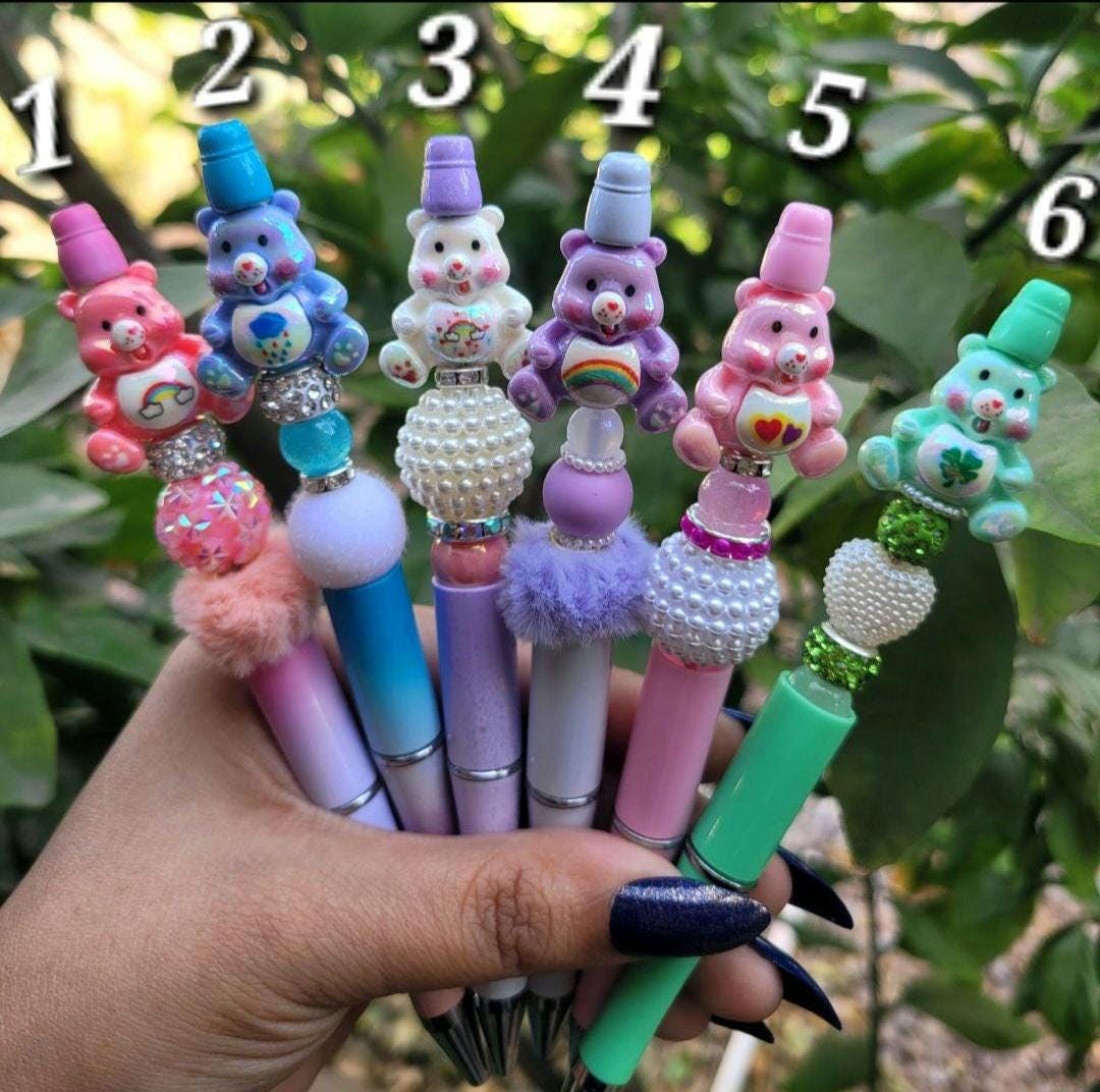 Care Bear Pen - Care Bear Beaded Pen, Rainbow Bears, Resin Focal - Etsy
