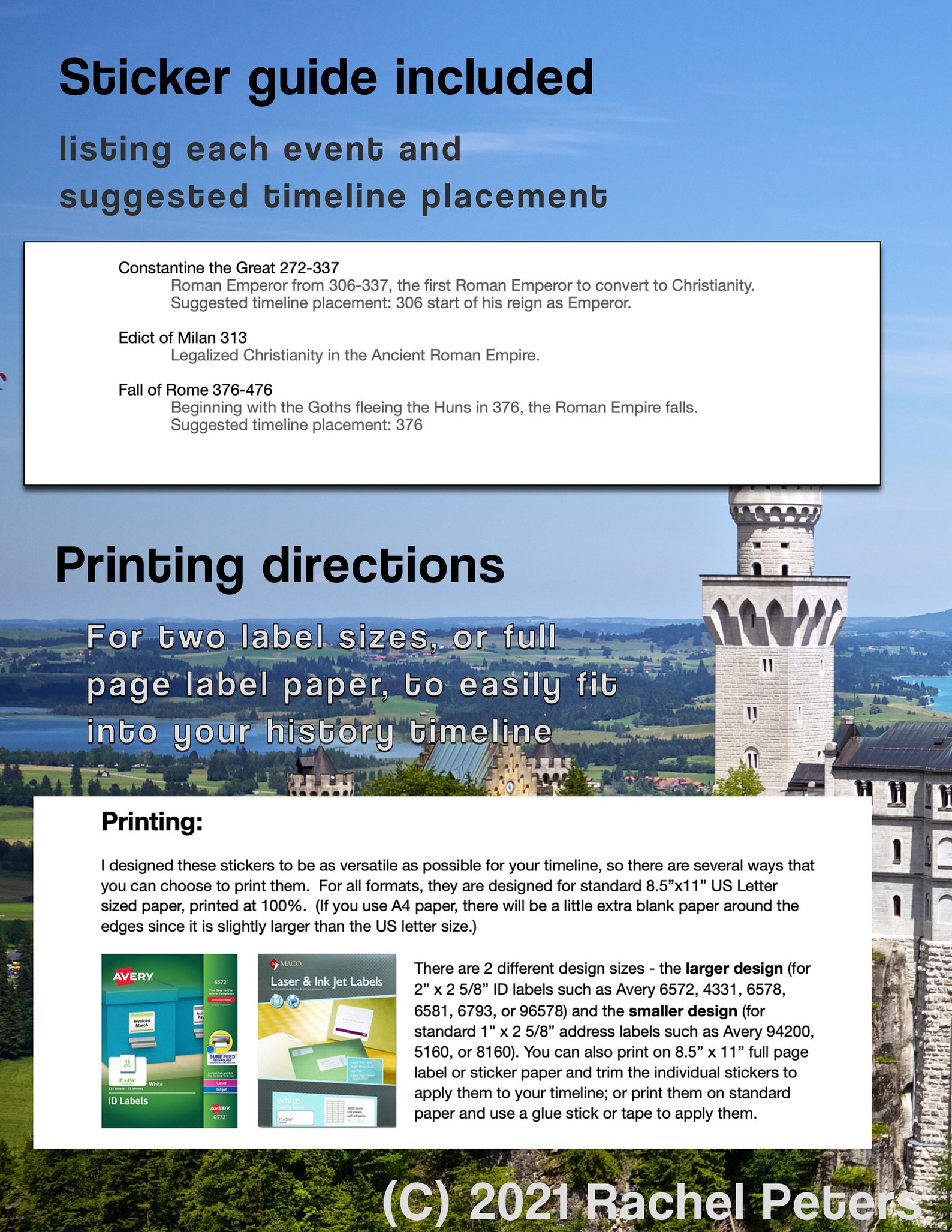 Timeline Stickers to Print for CC Challenge 2 Fall Semester - Etsy