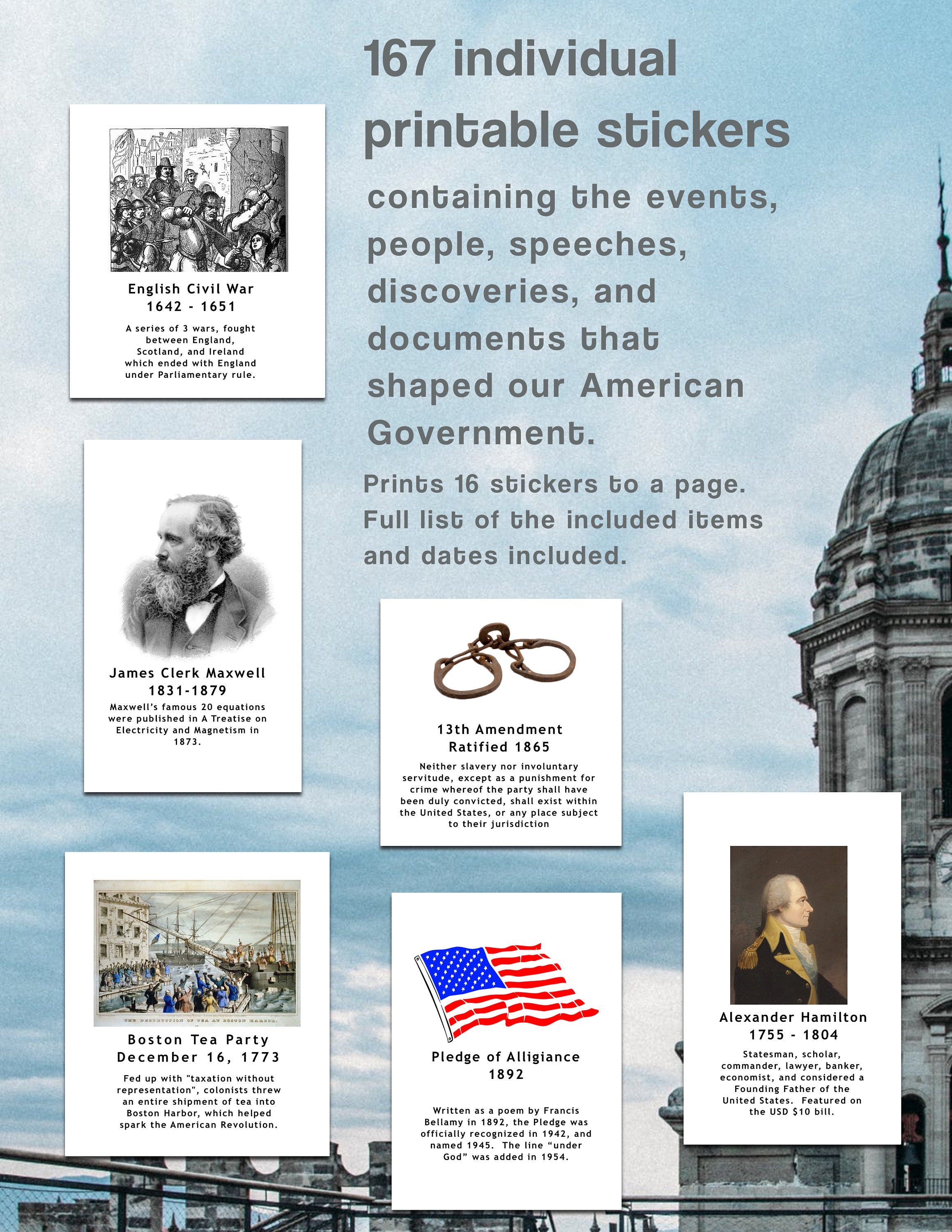 Timeline Stickers / Cards to Print for CC Challenge 1 | Etsy