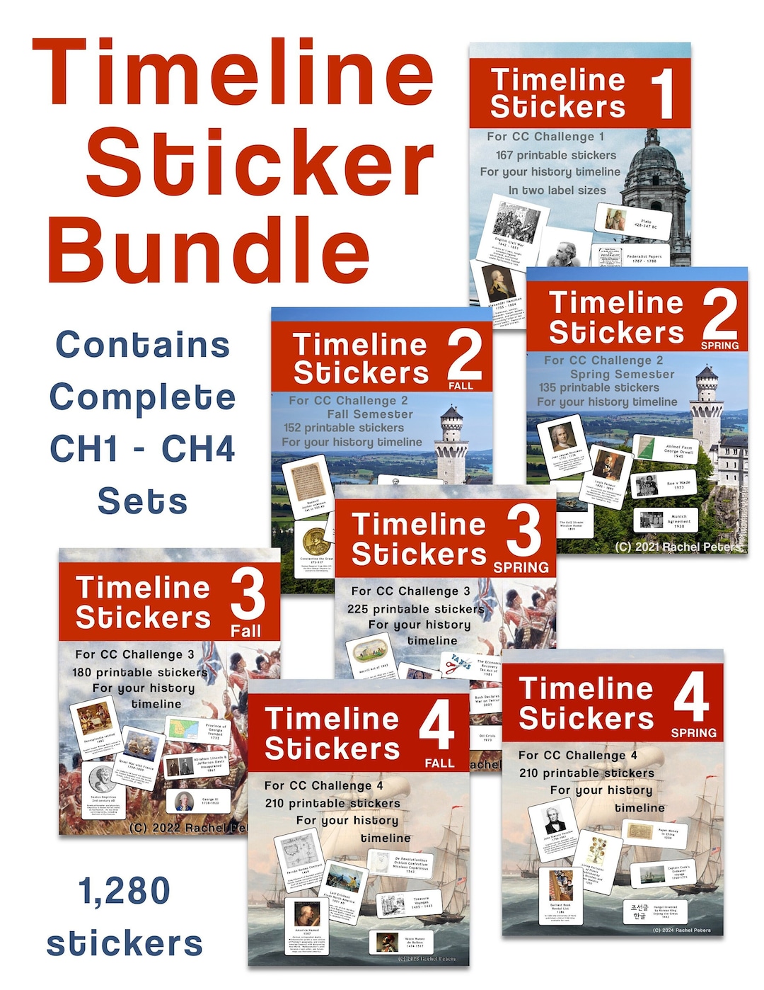 Timeline Sticker Bundle for Challenge 1 - Challenge 4 to Print - Etsy
