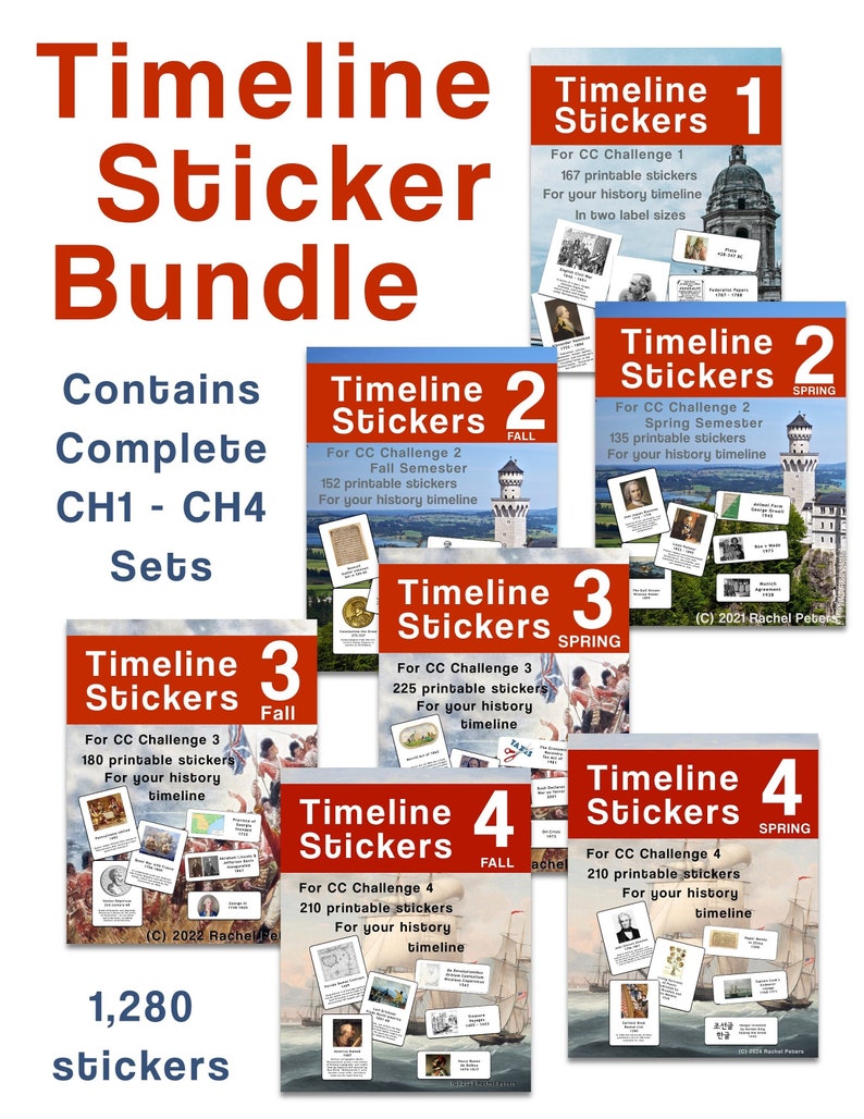 Timeline Sticker Bundle for Challenge 1 - Challenge 4 to Print - Etsy