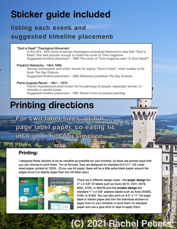 Timeline Stickers To Print For CC Challenge B New Zealand