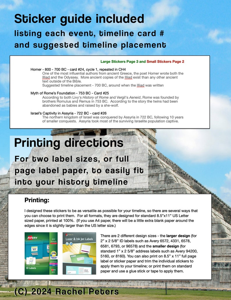 Timeline Stickers to Print for CC Foundations - Etsy