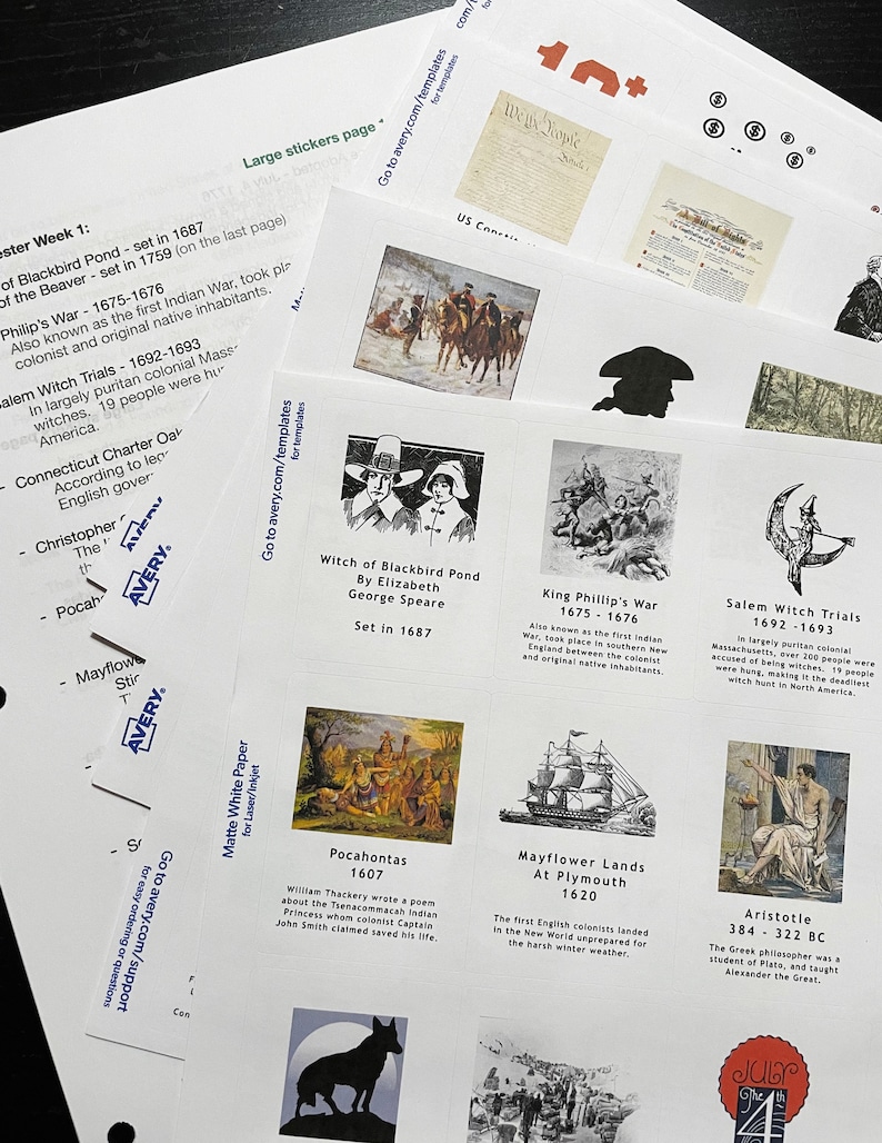 Large Timeline Stickers for CC Challenge 1 (american History) - Etsy