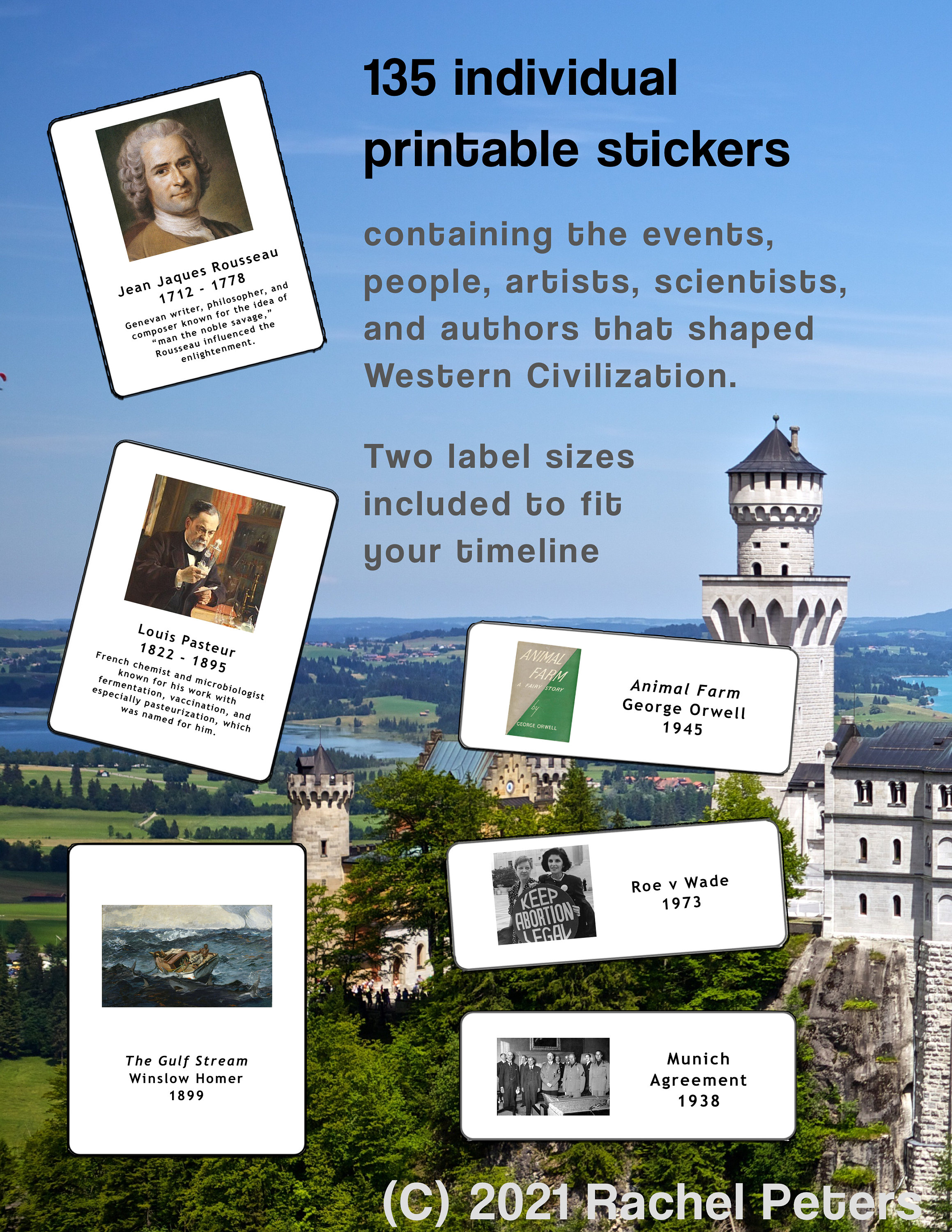 Timeline Stickers to Print for CC Challenge 2 Spring Semester - Etsy