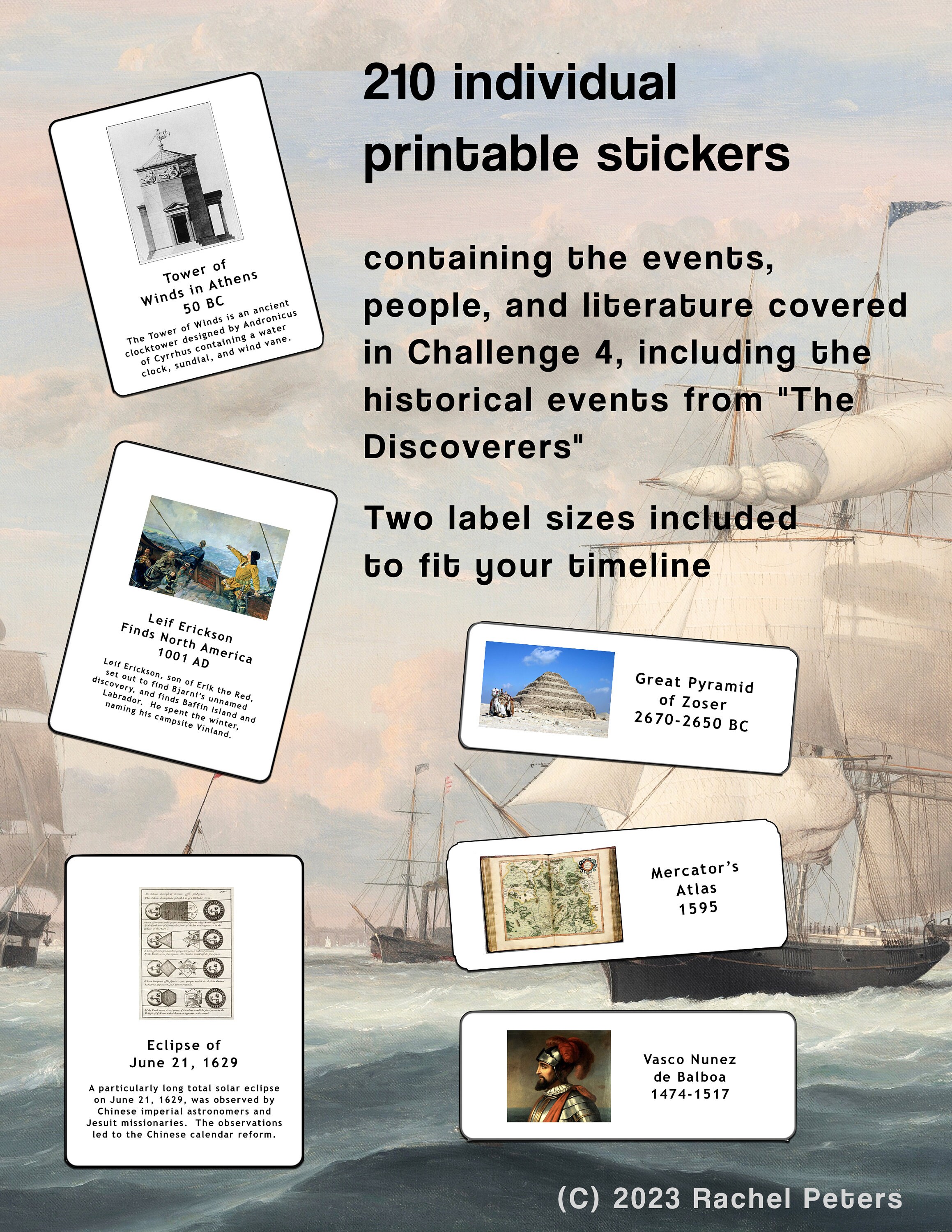 Timeline Stickers to Print for CC Challenge 4 Fall Semester - Etsy