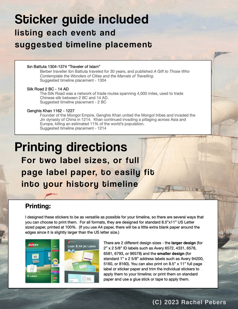 Timeline Stickers to Print for CC Challenge 4 Fall Semester - Etsy