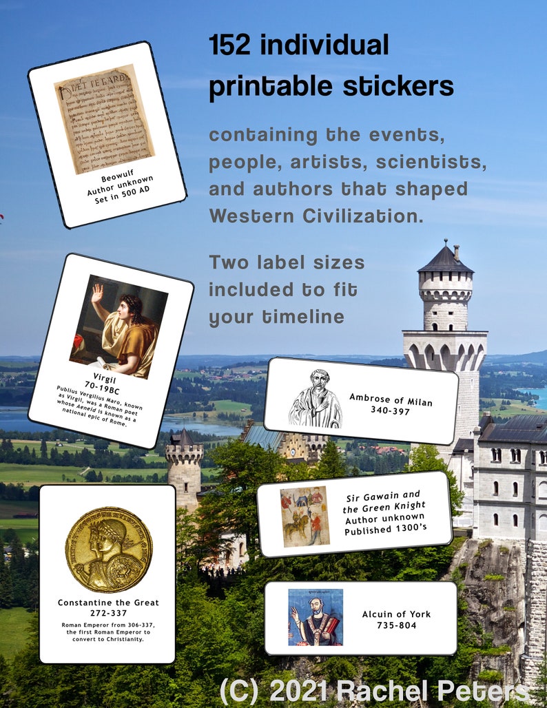 Timeline Stickers to Print for CC Challenge 2 Fall Semester - Etsy