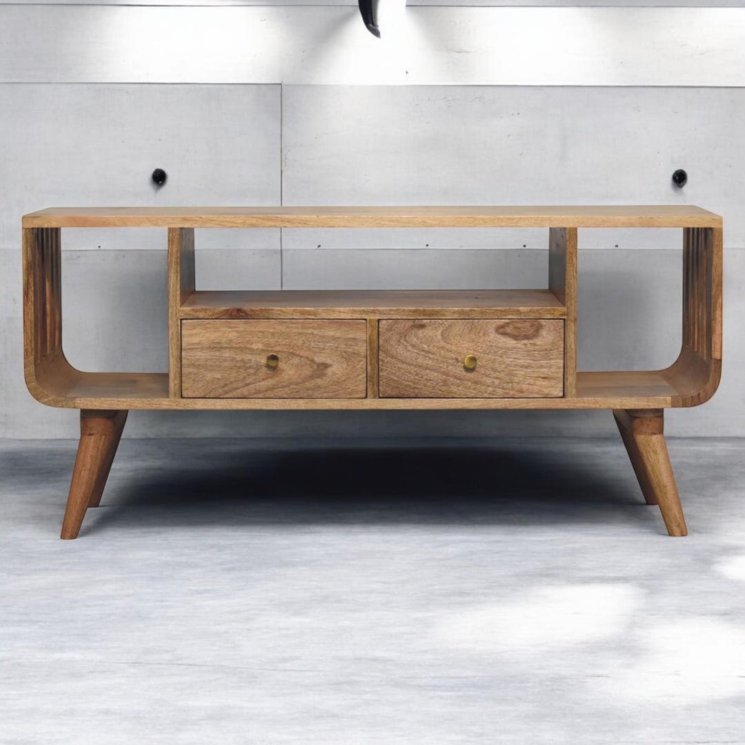 Vintage Media Unit - Mid-century TV Stand With Curved Edges and Storage ...