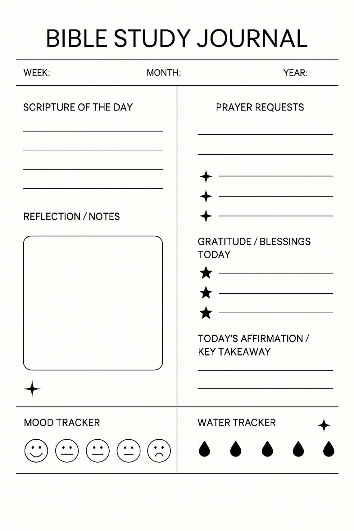 Bible Study Journal Page • Printable Faith Planner • Daily Scripture ...