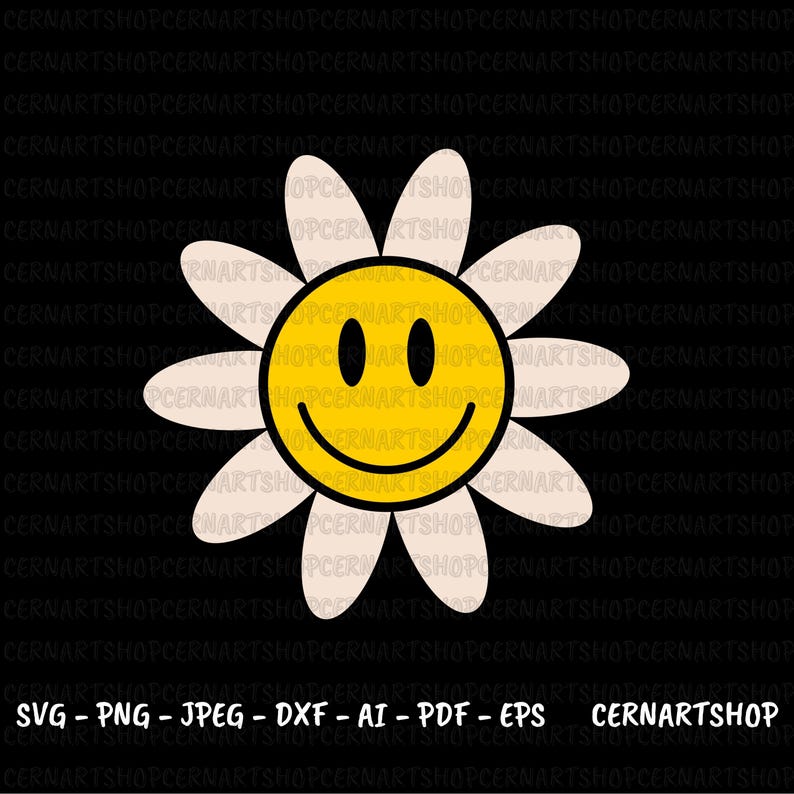 Smiley Face Daisy Svg, Smiley Face Daisy Png, Smile Face Svg, Flower ...