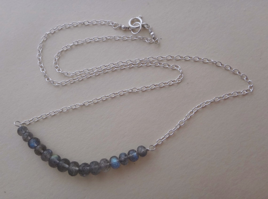 Gray Gemstone Necklace Gray and Silver Necklace Labradorite - Etsy