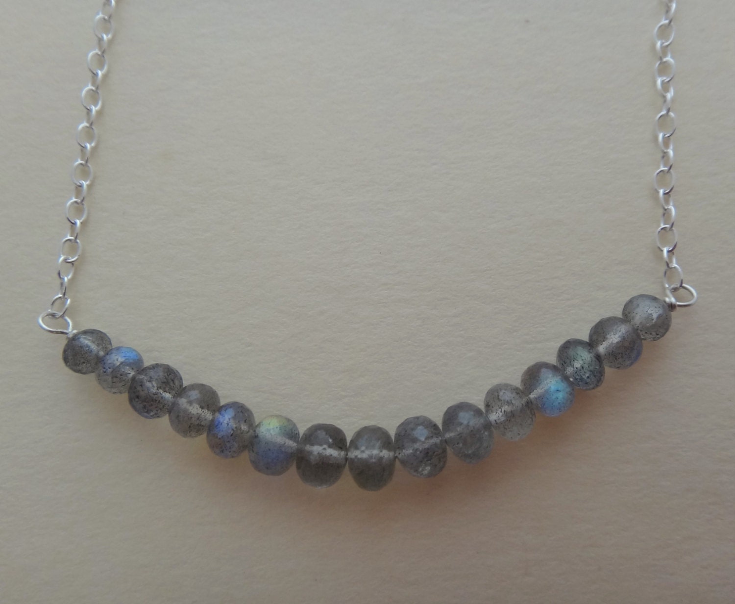 Gray Gemstone Necklace Gray and Silver Necklace Labradorite - Etsy