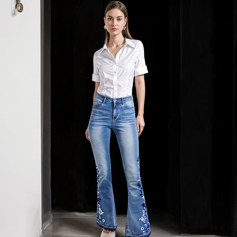 Embroidered Jeans - Etsy