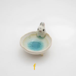 Hr Japan Japanese Ceramic Rabbit Handmade Craft Ceramic Key Coin Plate ...