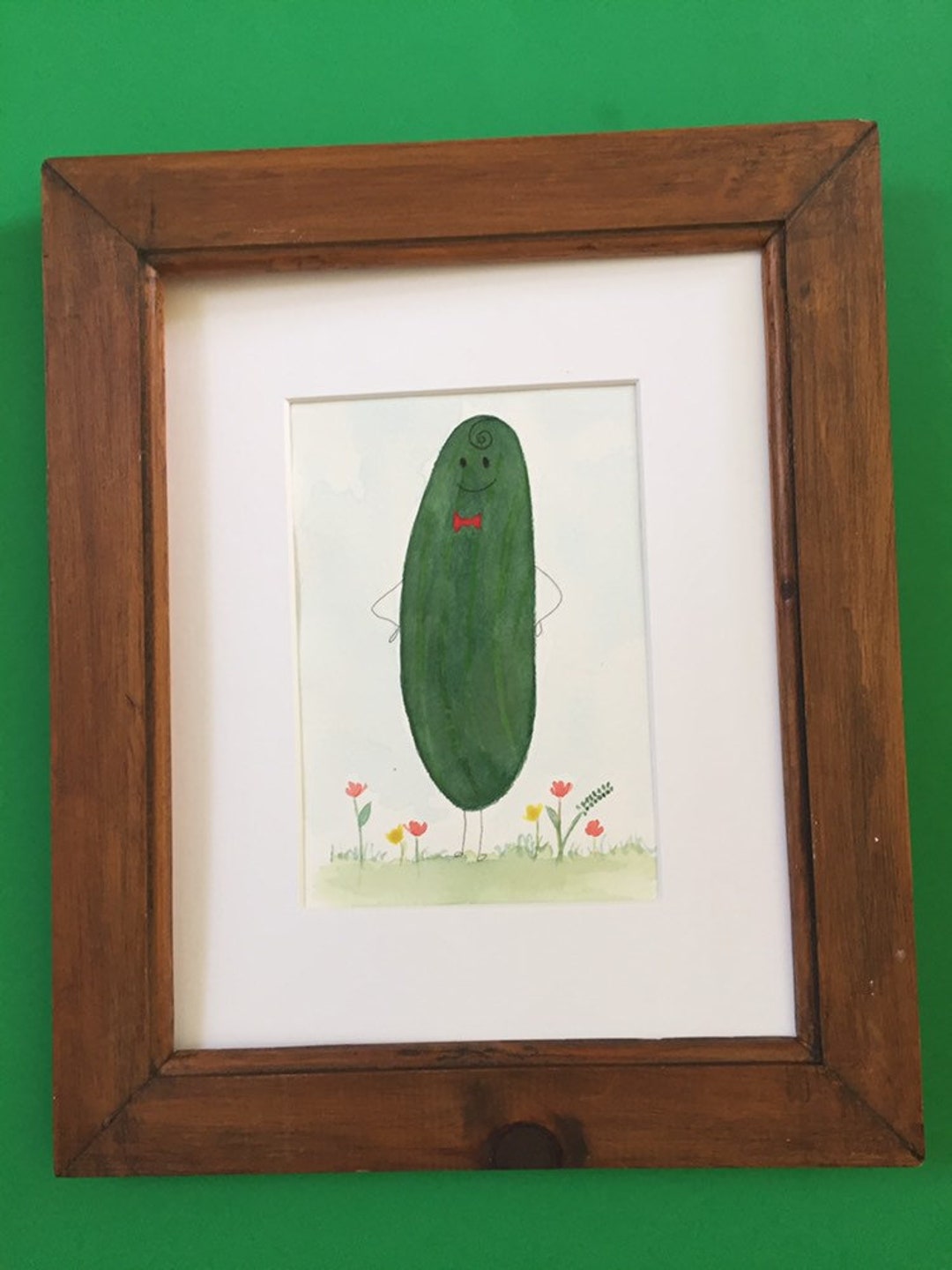 Funny Pickle Watercolor Painting: Kitchen Wall Art (8x10 Inches) - Etsy
