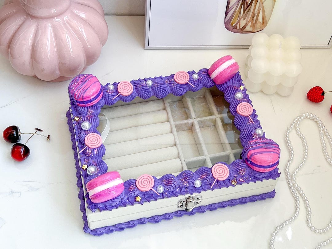 Velvet Jewelry Box/ Fake Cake Jewelry Box / Purple Jewelry Box ...