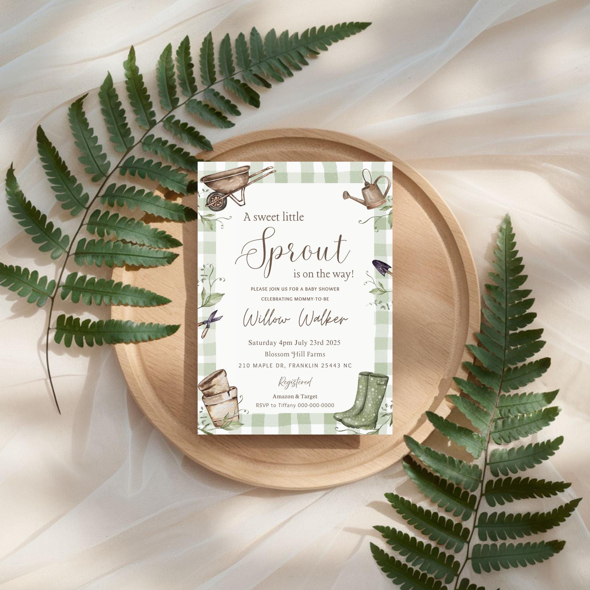 Little Sprout Baby Shower Invitation, Gender Neutral Baby Shower Theme ...