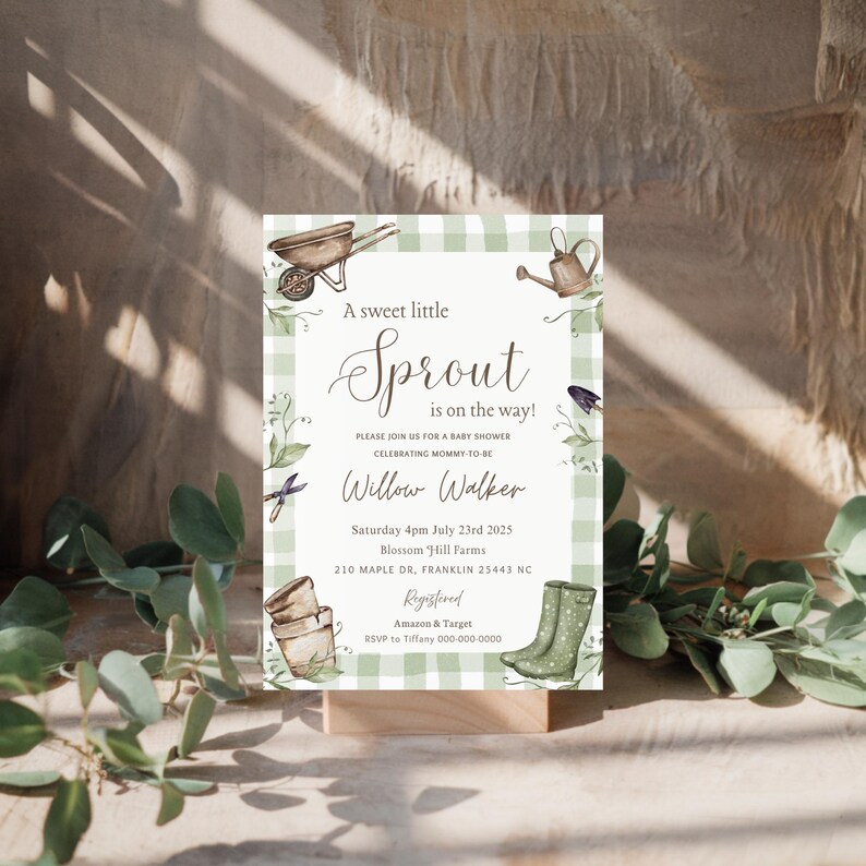 Little Sprout Baby Shower Invitation, Gender Neutral Baby Shower Theme ...