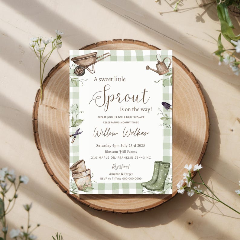 Little Sprout Baby Shower Invitation, Gender Neutral Baby Shower Theme ...