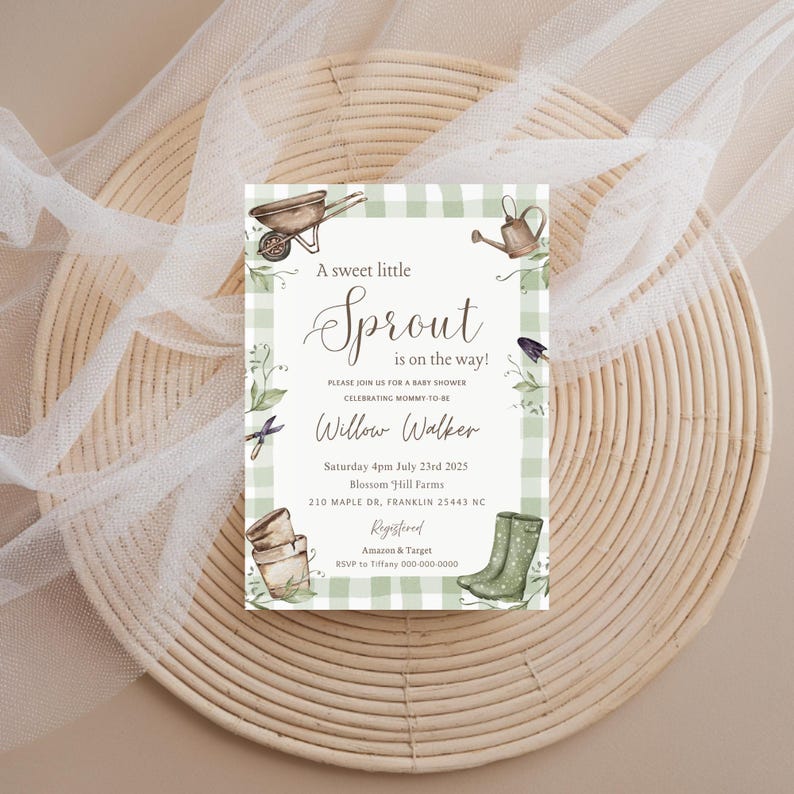 Little Sprout Baby Shower Invitation, Gender Neutral Baby Shower Theme ...