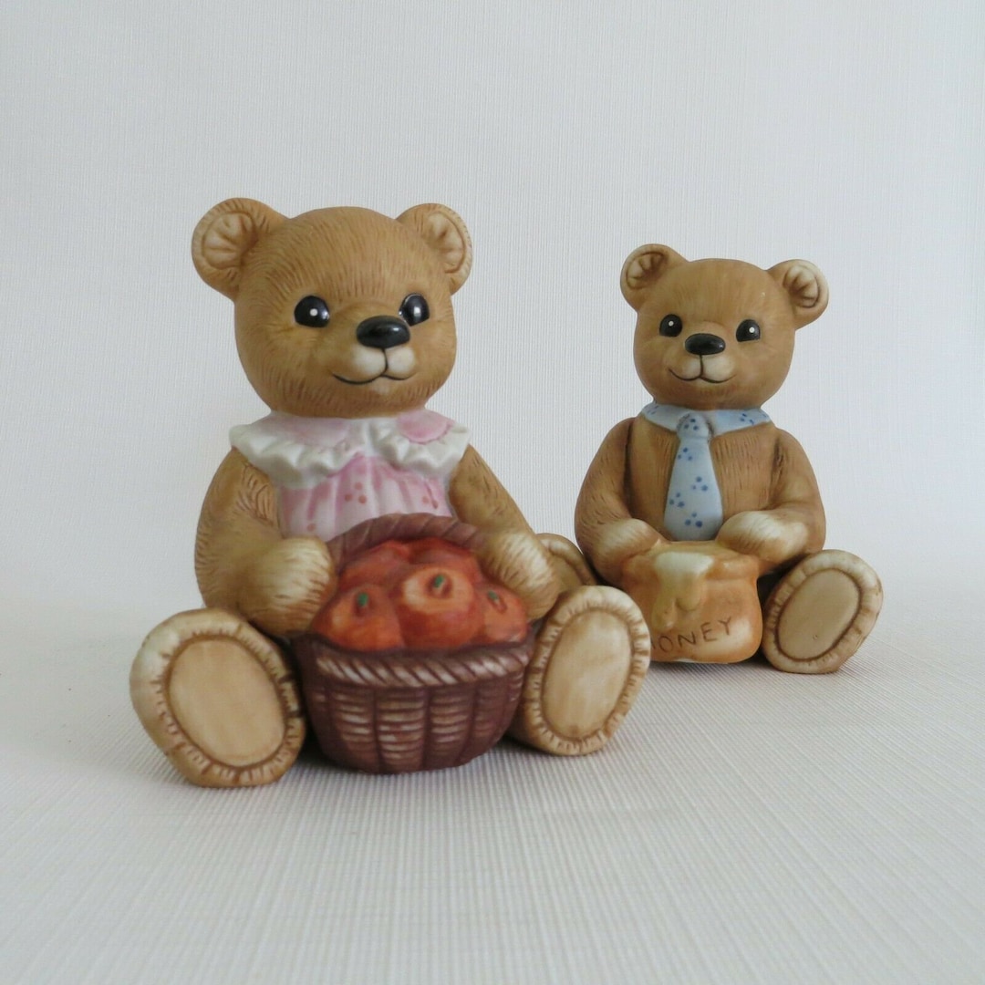 Homco Bear Figurines Apples and Honey Pot Home Interiors - Etsy