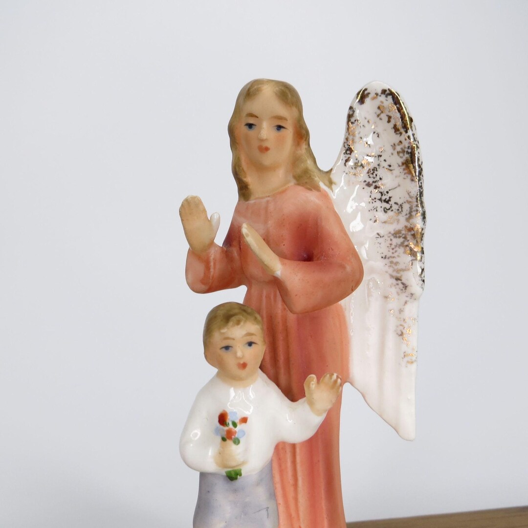 Vintage Angel Praying Over Child Figurine ART Japan - Etsy