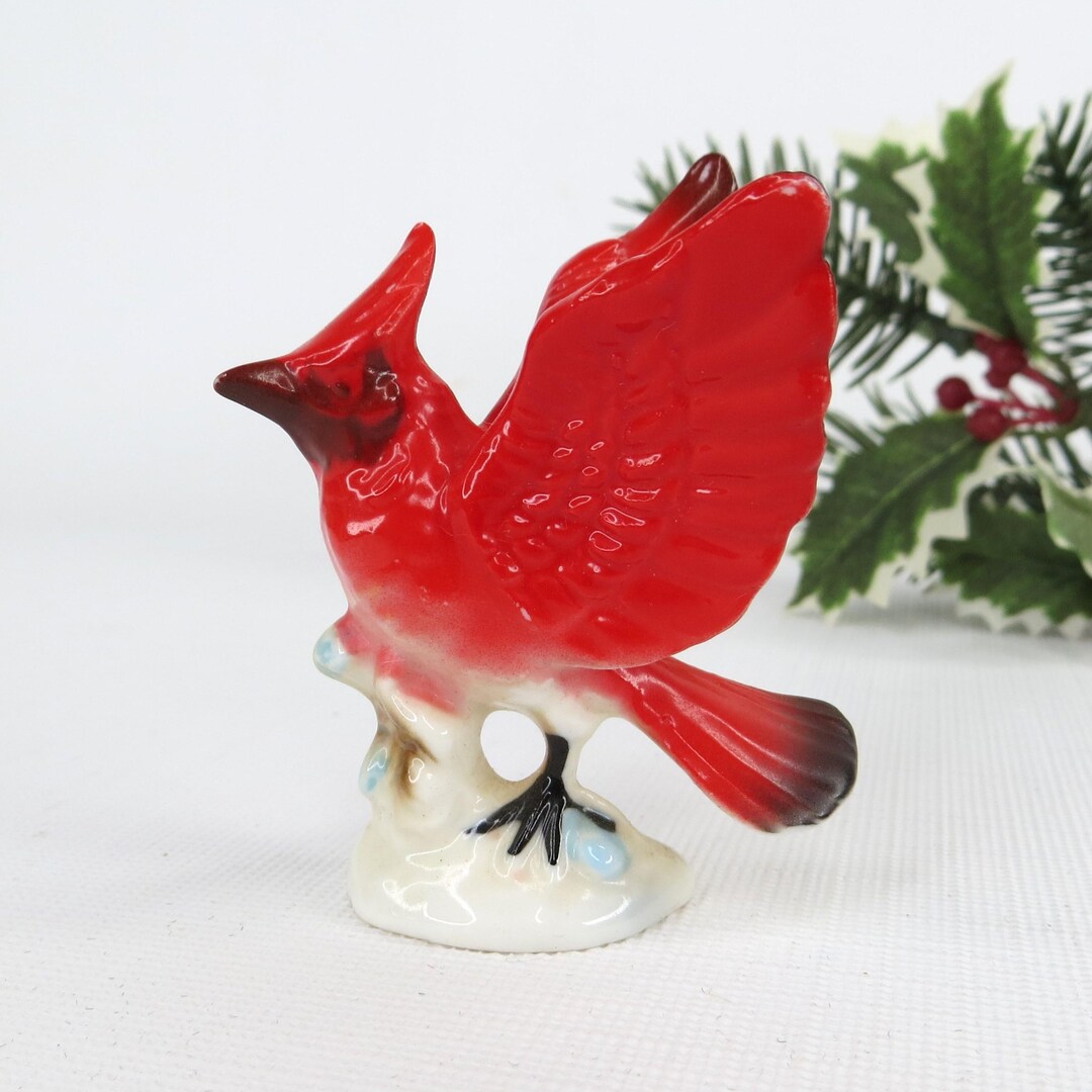 Vintage Red Cardinal Bird Figurine - Etsy