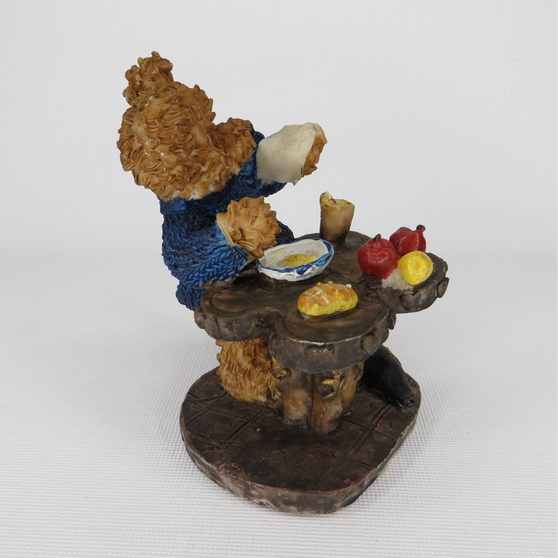 Cottage Style Teddy Bear Figurine Eating Meal Dinner Time | Etsy