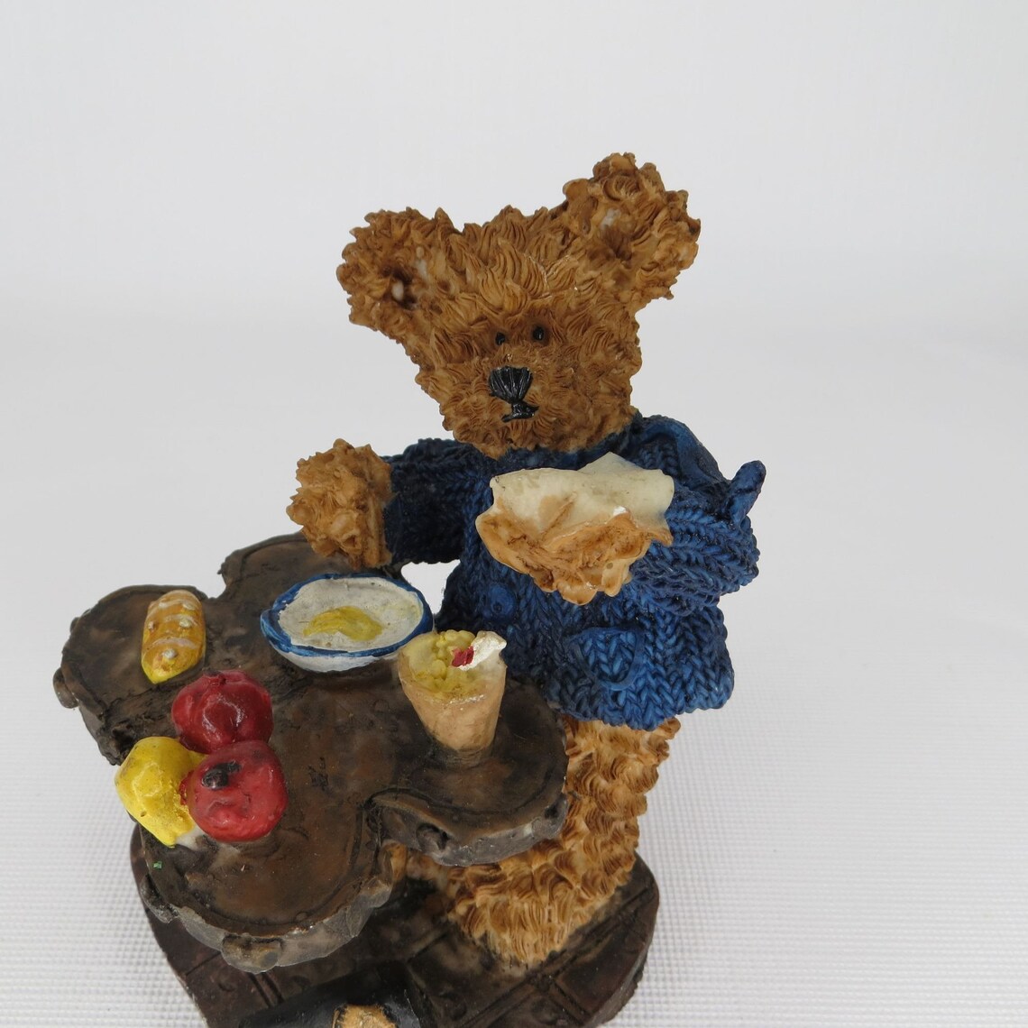 Cottage Style Teddy Bear Figurine Eating Meal Dinner Time | Etsy