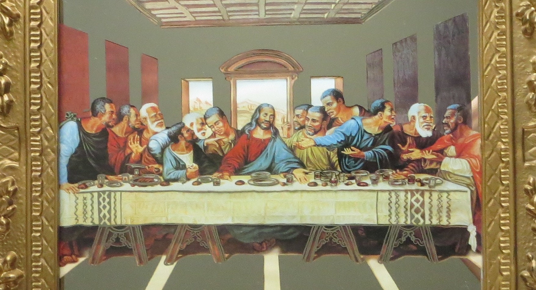 Vintage Last Supper Mirror Picture Black Jesus and Disciples | Etsy