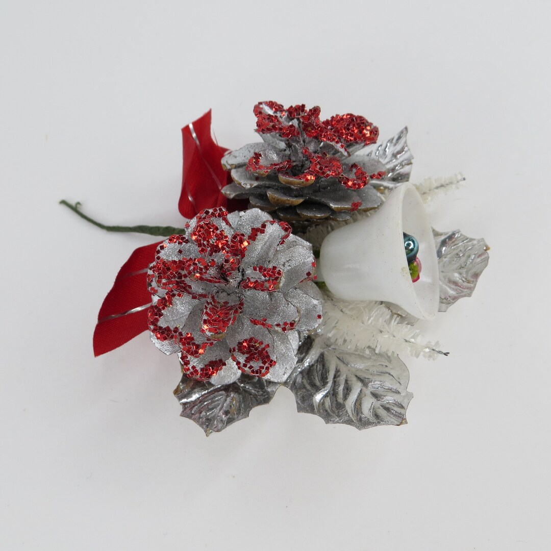 Vintage Christmas Corsage With Pinecones and Bell Mid Century - Etsy