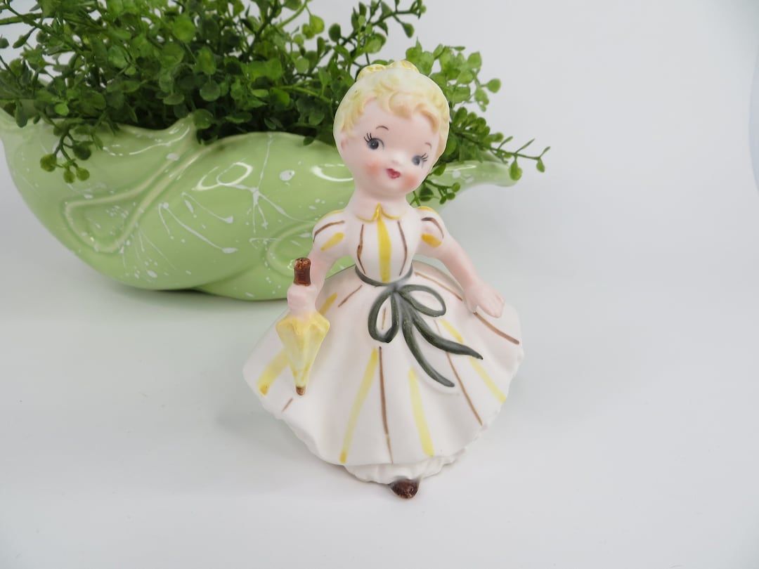 Vintage Lefton Figurine Girl With Parasol - Etsy