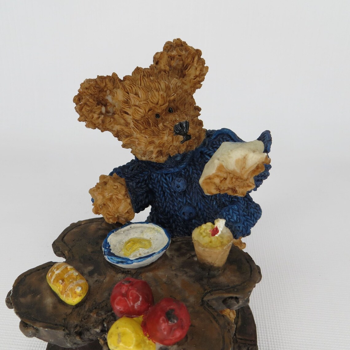 Cottage Style Teddy Bear Figurine Eating Meal Dinner Time | Etsy