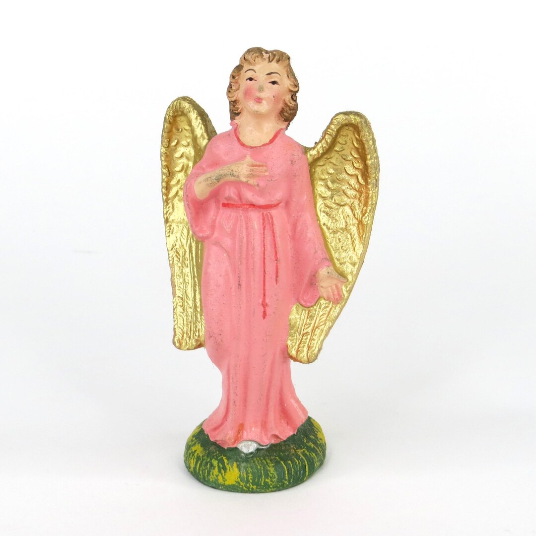 Vintage Pink Paper Mache Nativity Angel Italy 3 7/8 In - Etsy