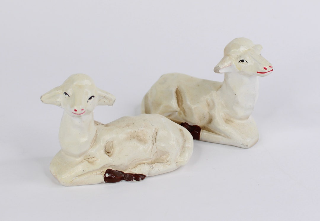 Vintage Paper Mache Sheep Nativity Figure Lambs Made in Japan - Etsy